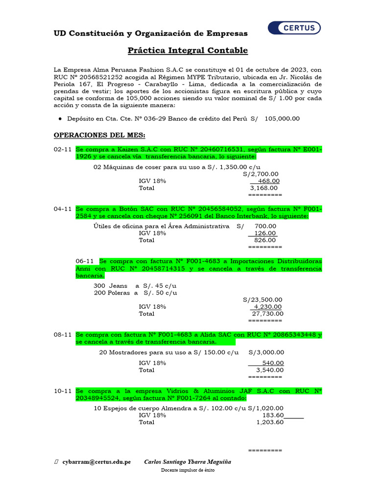Práctica Integral de Contable | PDF | Bancario | Dinero