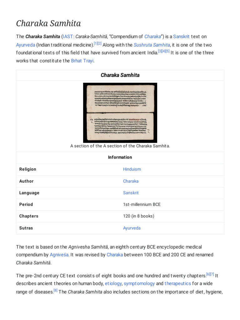 Charaka Samhita - Wikipedia | PDF | Indian Religious Texts | Ayurveda