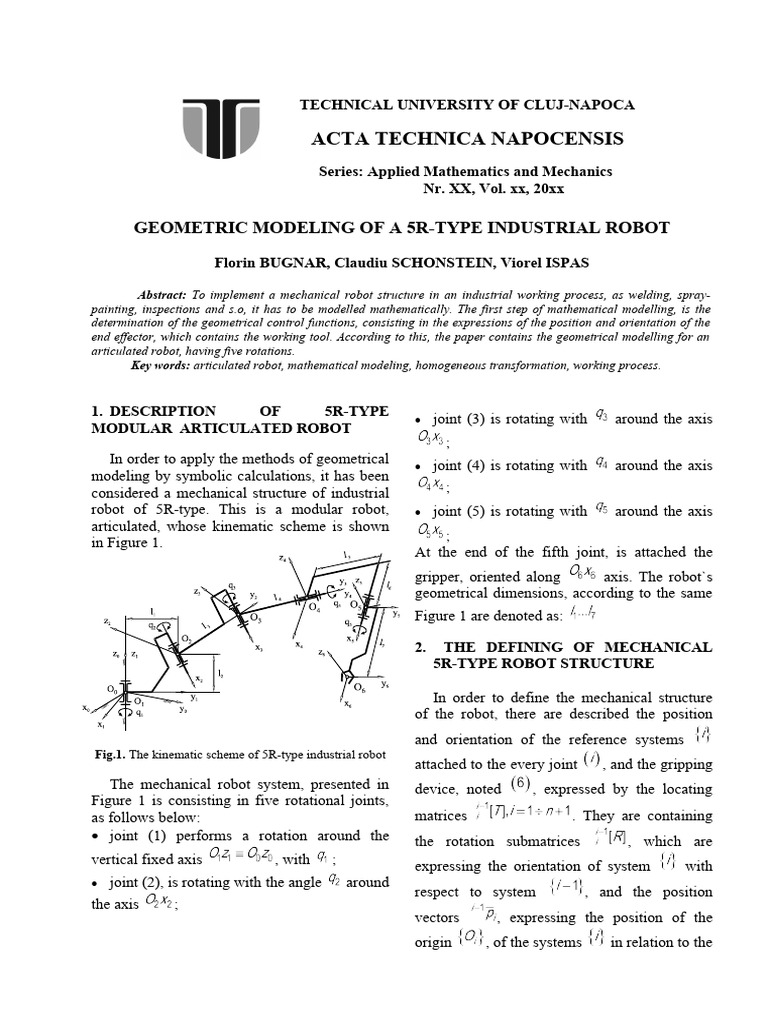GEOMETRIC MODELING OF A 5R-TYPE INDUSTRIAL ROBOT-Adems 2013 | PDF ...