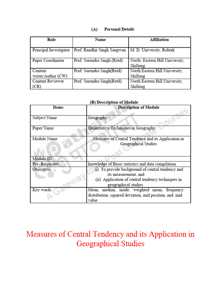 Measures of Central Tendency Project +2 | PDF | Mean | Moving Average