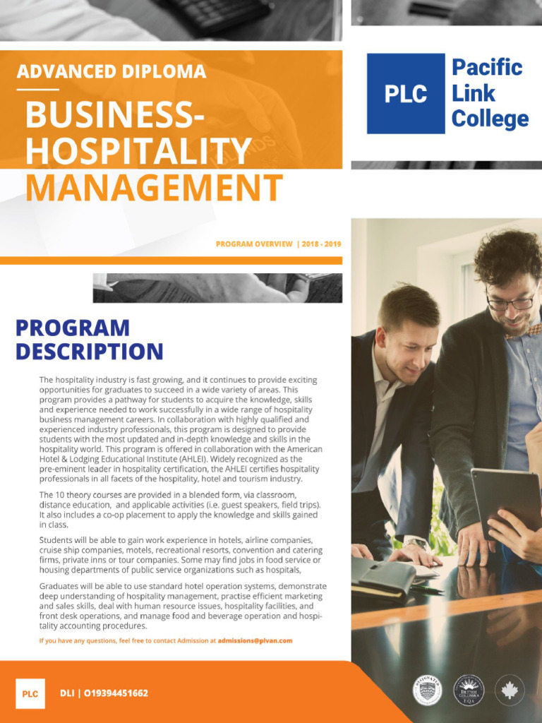 Advanced Diploma Business-Hospitality Management | PDF