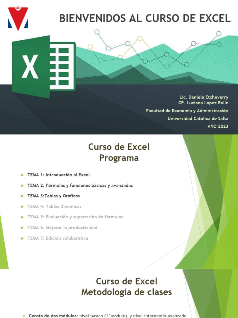 Diapositivas Clase 1 | PDF | Microsoft Excel | Hoja de cálculo