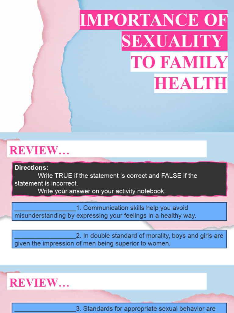 Importance of Sexuality: To Family Health | PDF | Family | Human Sexuality