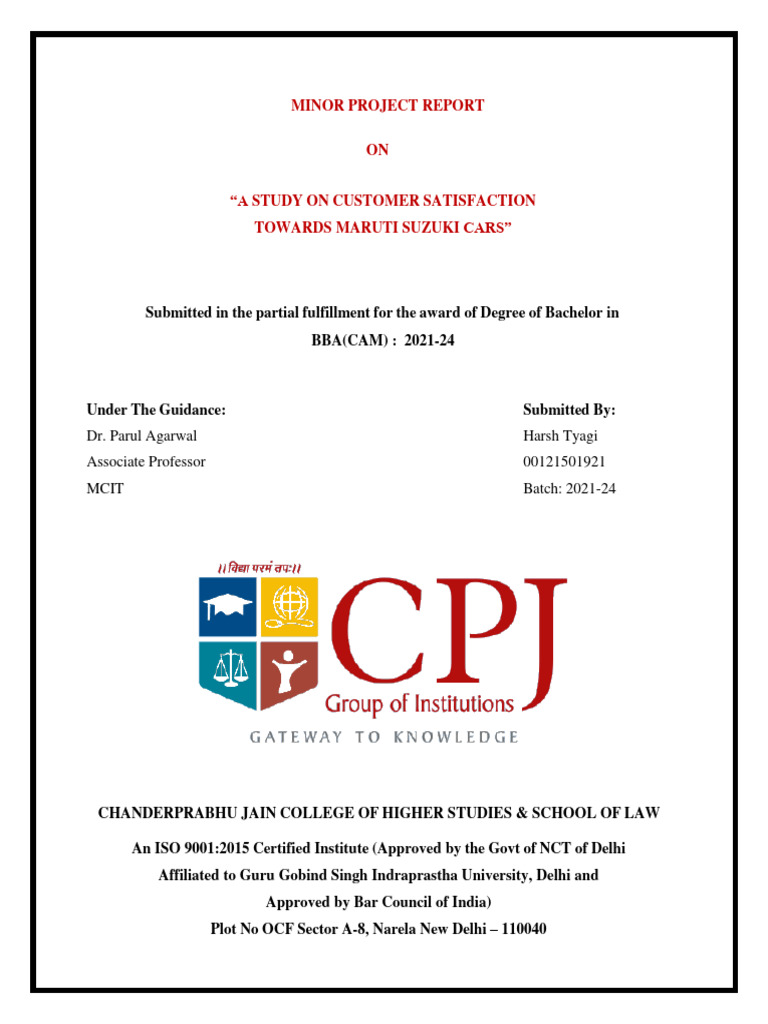 Customer Satisfaction Study: Maruti Suzuki | PDF | Research Design | Automotive Industry