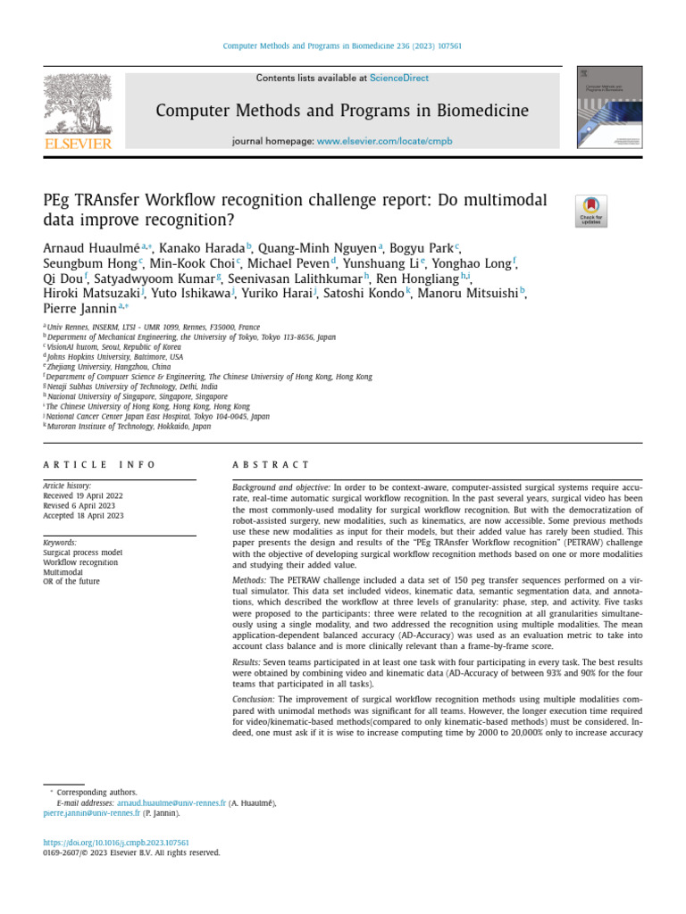 2023-PEg TRAnsfer Workflow Recognition Challenge Report - Do Multimodal ...