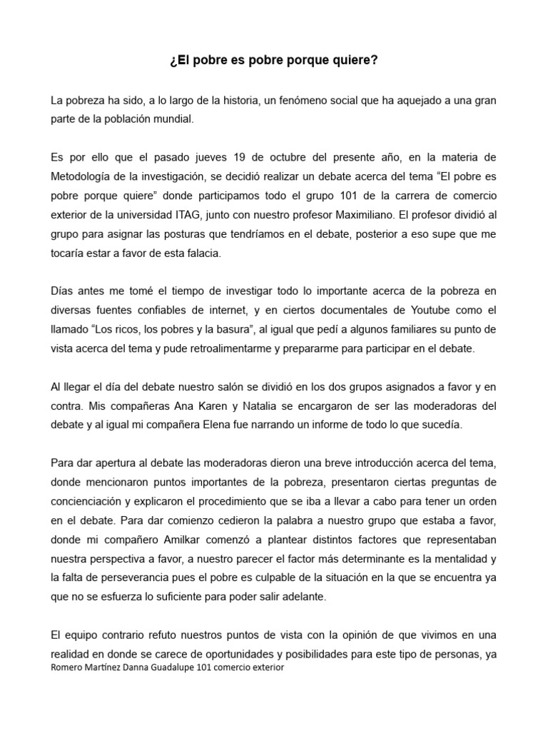 Informe Expositivo | PDF | Pobreza | Pobreza e indigencia