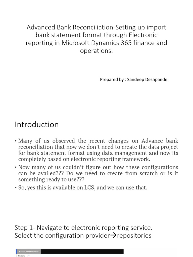 Advanced Bank Reconcilation Setup Through Electronic Reporting in D365 ...