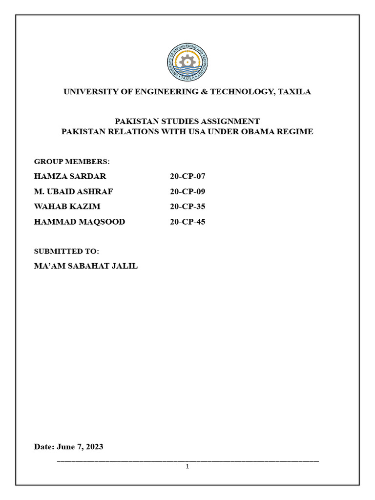 Pakistan-US Ties Under Obama | PDF | Pakistan | Presidency Of Barack Obama