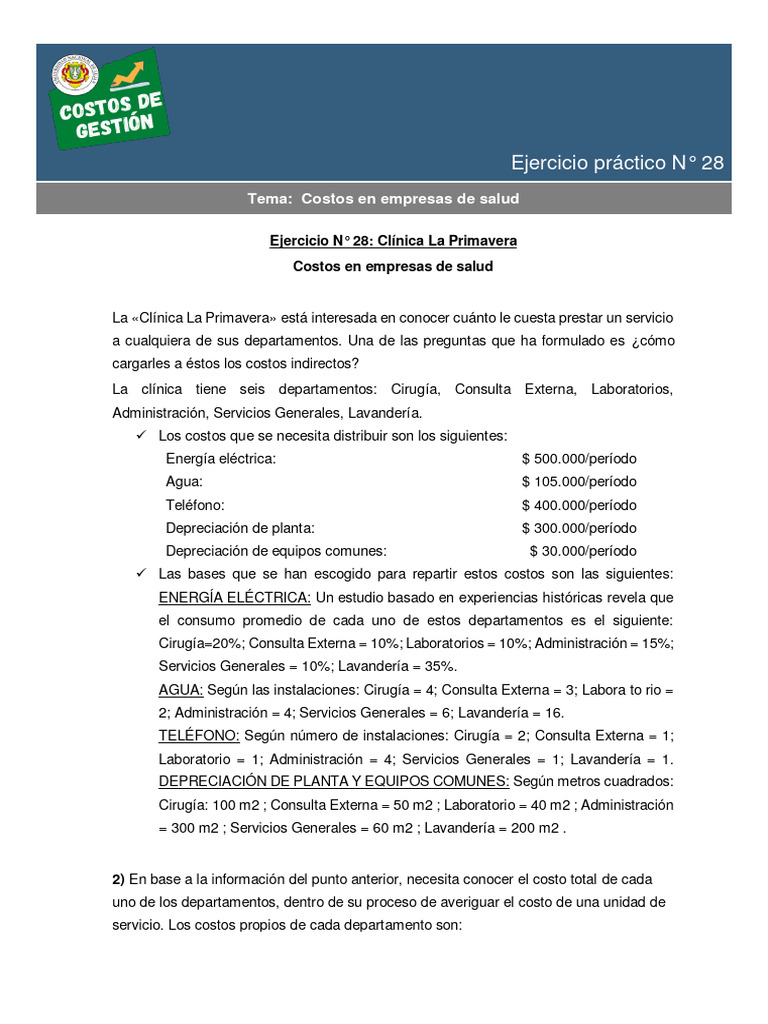 CG Unidad 07 Ejercicio Practico N 28 Clinica La Primavera 2 | PDF