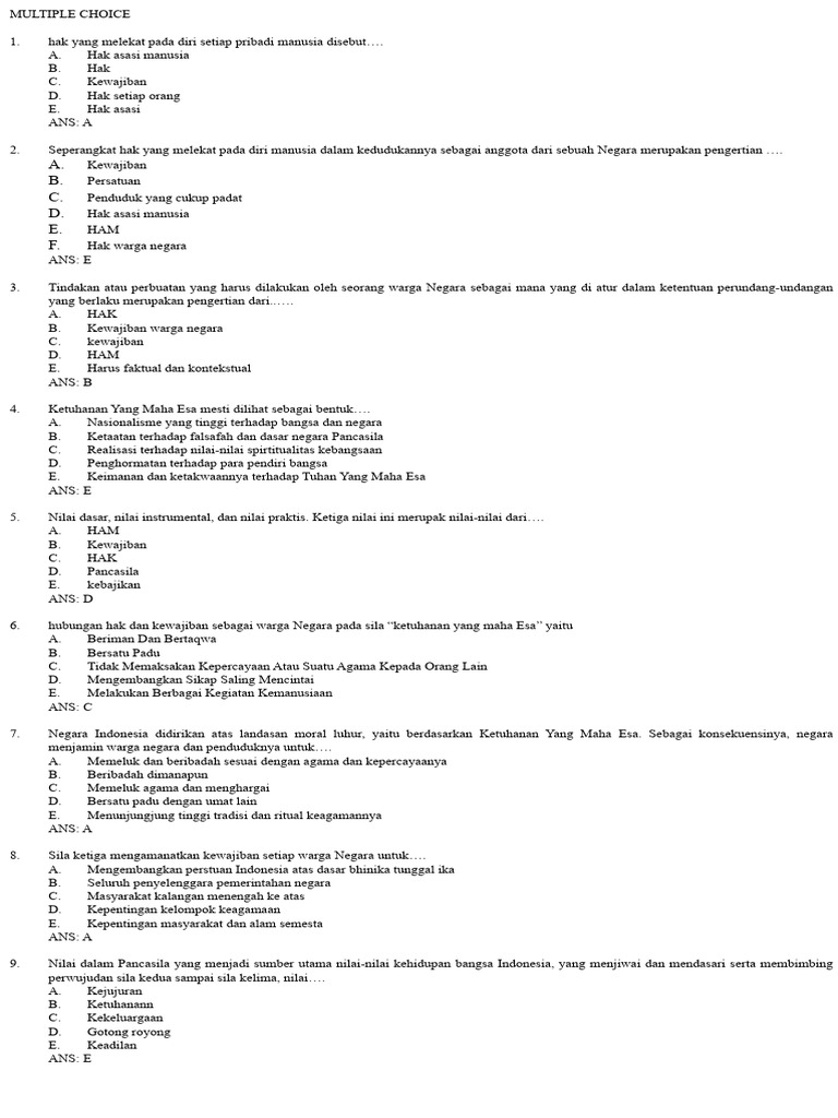 Soal PKN Kelas Xii Semua Jurusn | PDF | Sejarah