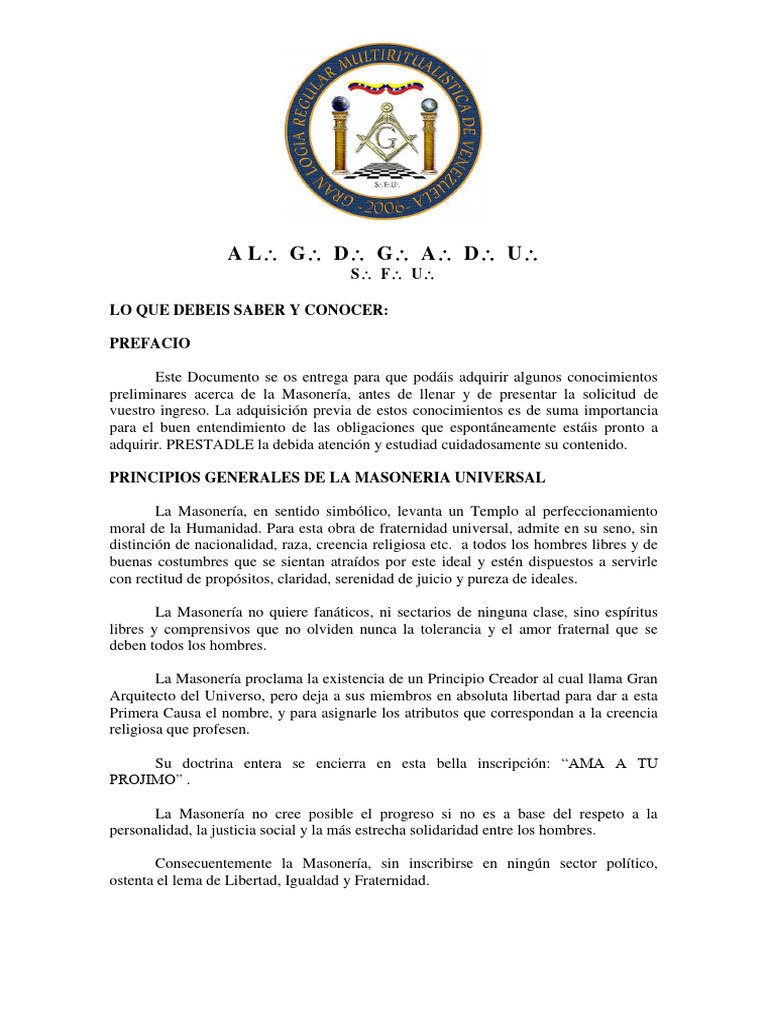 0 9999 Ficha de Solicitud A Iniciarse Como Masón - GLRMV e Instructivo ...