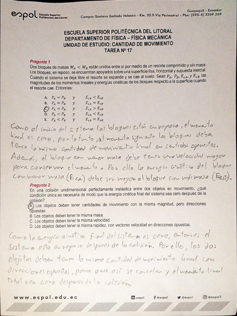 Tarea 17 Física Mecanica | PDF