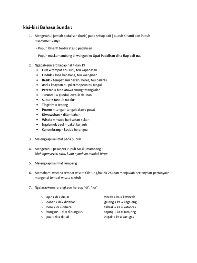 Kisi-Kisi Sunda | PDF