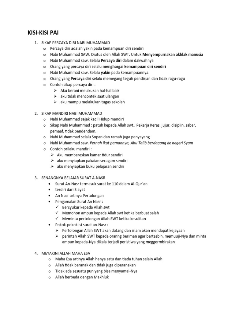KISI Kisi PAI | PDF