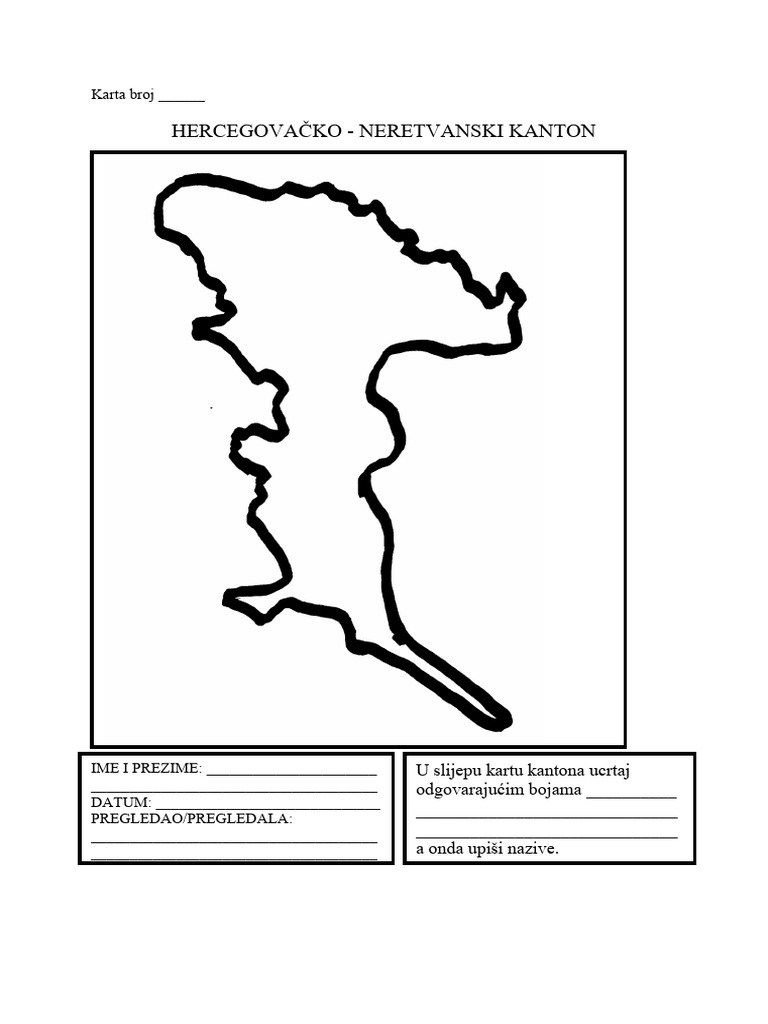 Slijepa Karta Hercegovačko -Neretvanski Kanton | PDF
