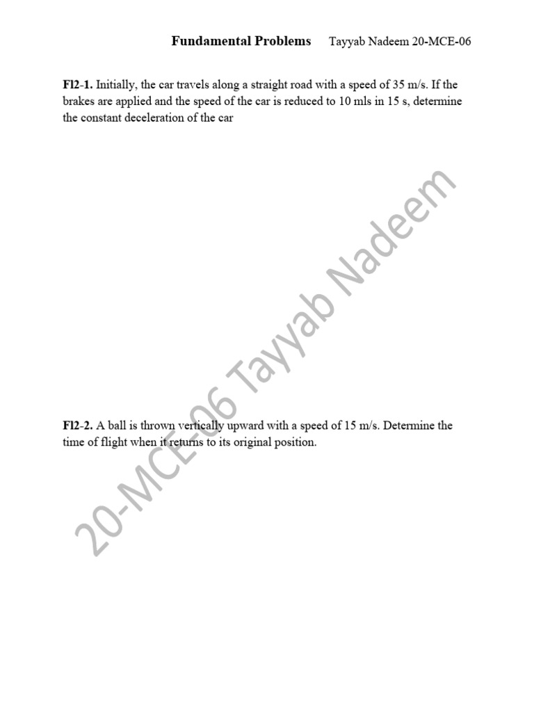 Fundamental Assignments | PDF | Force | Acceleration