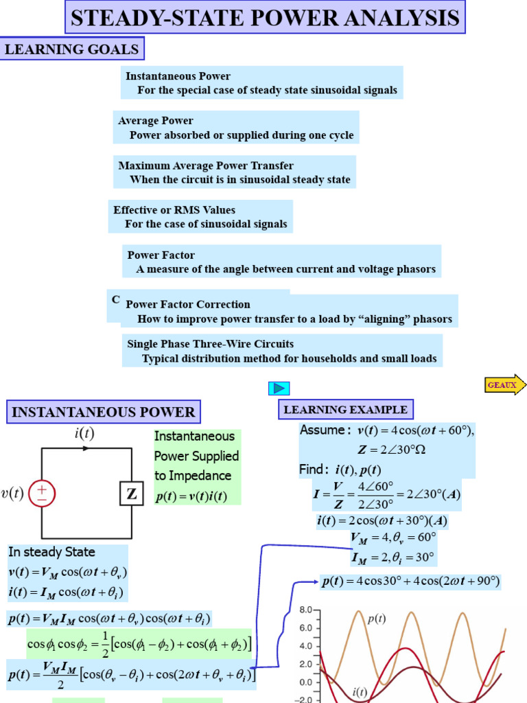 Steady-State Power Analysis Overview | PDF | Electrical Impedance ...