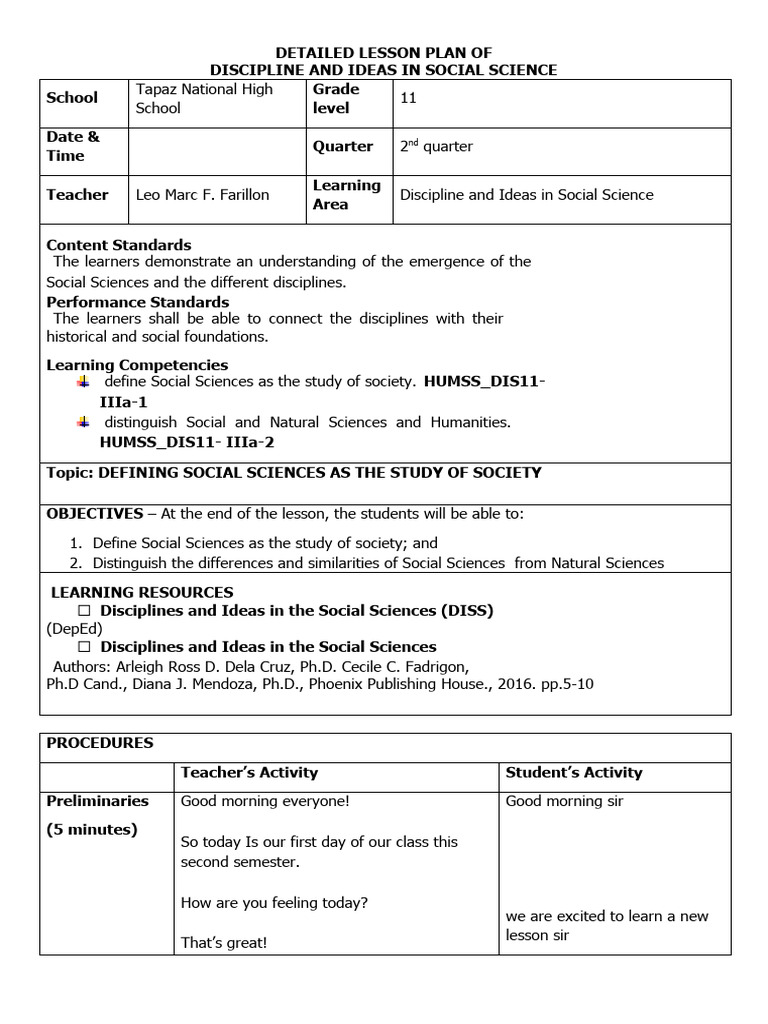 DLP 1 Soc Sci | PDF | Science | Social Sciences