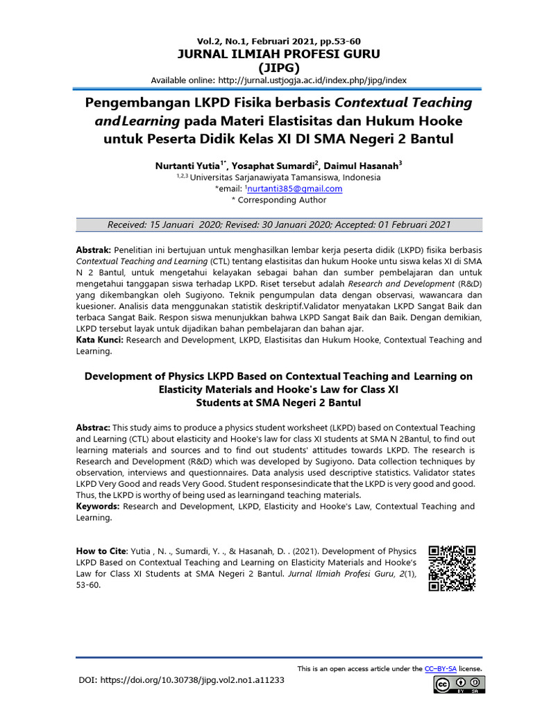 Pengembangan LKPD Fisika Berbasis Contextual Teach | PDF | Physical Sciences