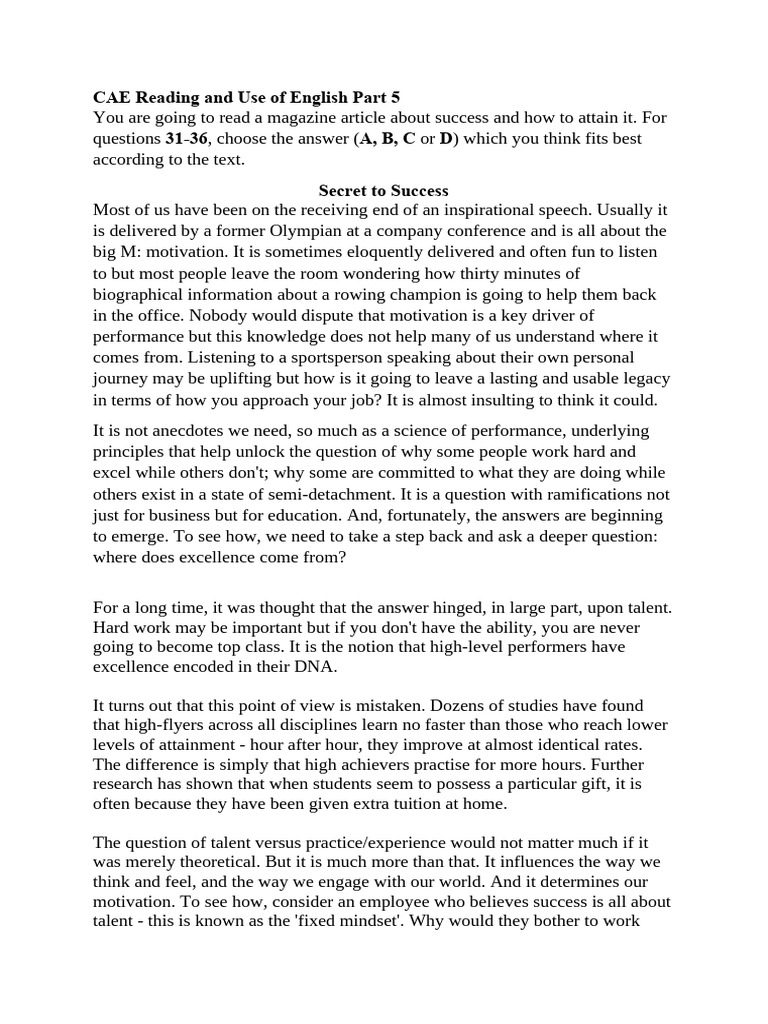 CAE Reading 6 | PDF | Mindset | Cognition