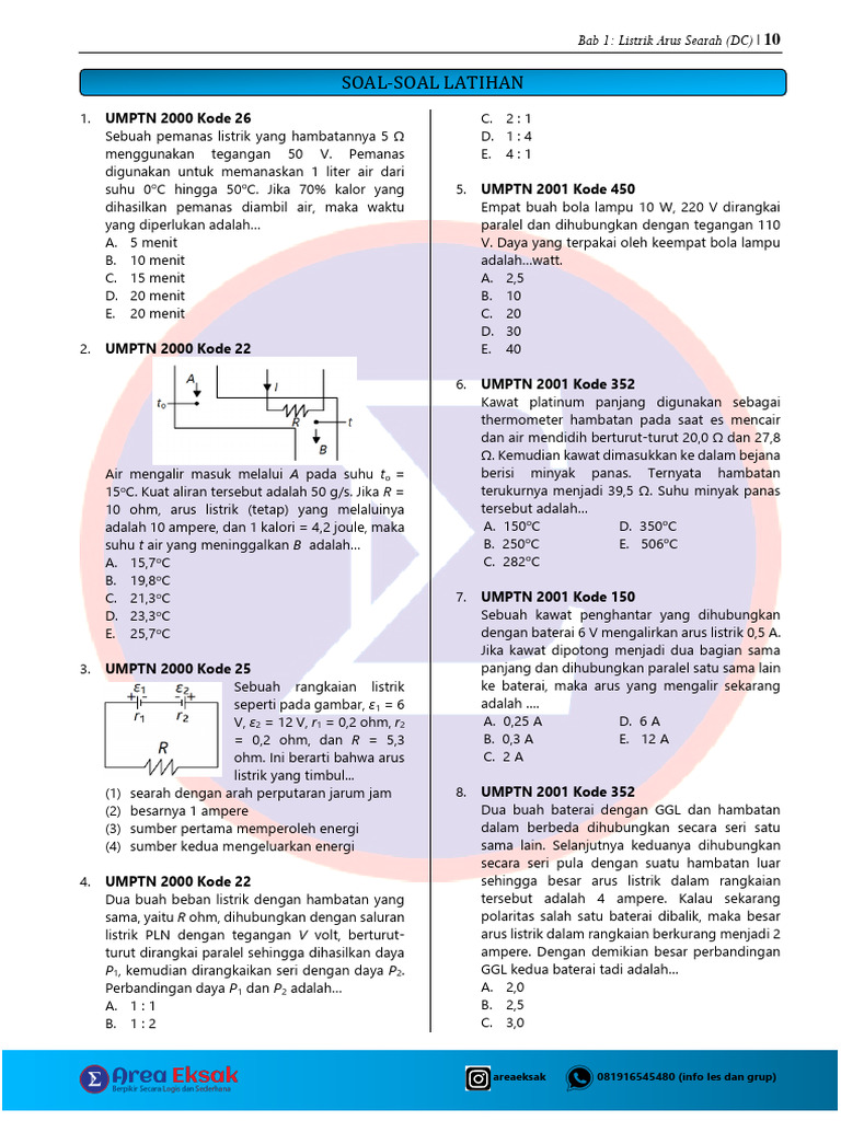 100 Soal SBMPTN-UTBK Listrik Dinamis | PDF