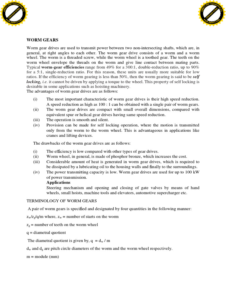 Understanding Worm Gears and Their Applications | PDF | Gear | Physical ...