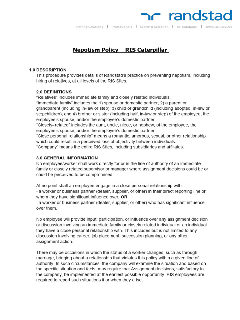 Nepotism Policy 1 | PDF | Family | Social Institutions