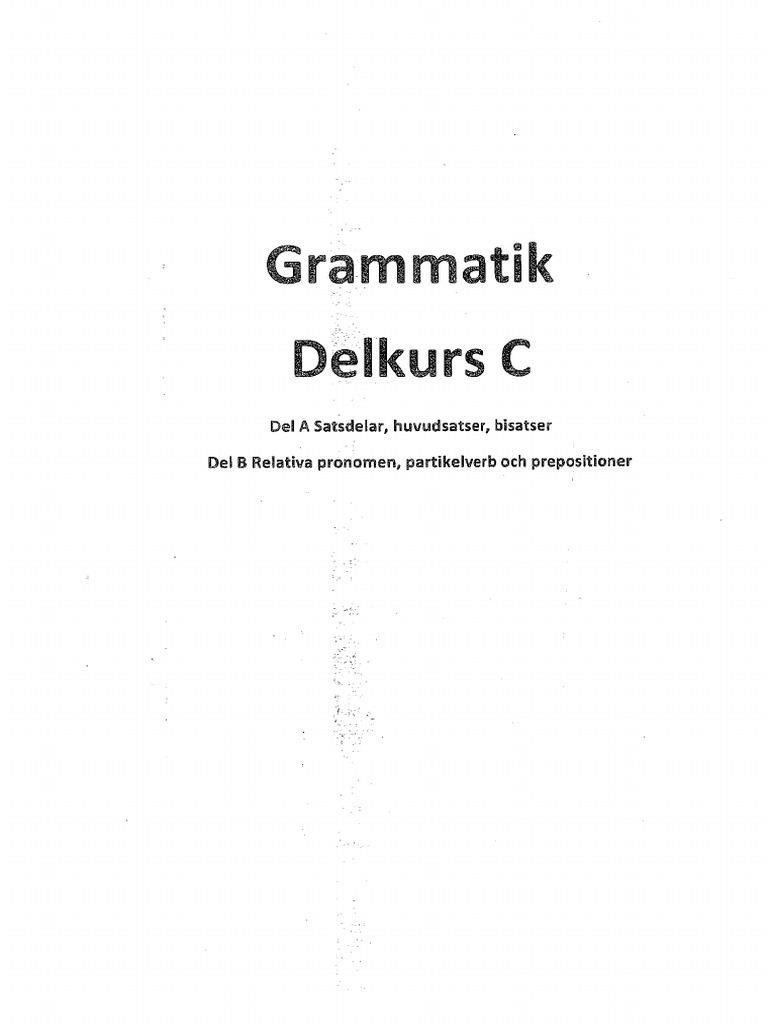 Svensk Gramatik Kurs C | PDF