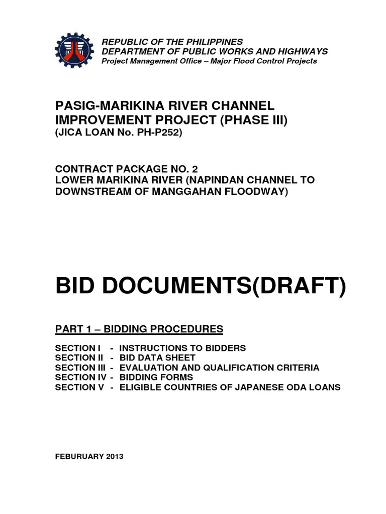Bid Documents (Draft) : Pasig-Marikina River Channel Improvement Project (Phase Iii) | PDF ...