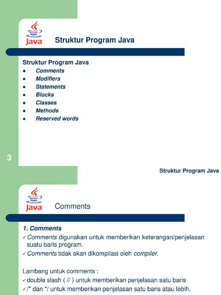 Struktur Dasar Pemrograman Java | PDF