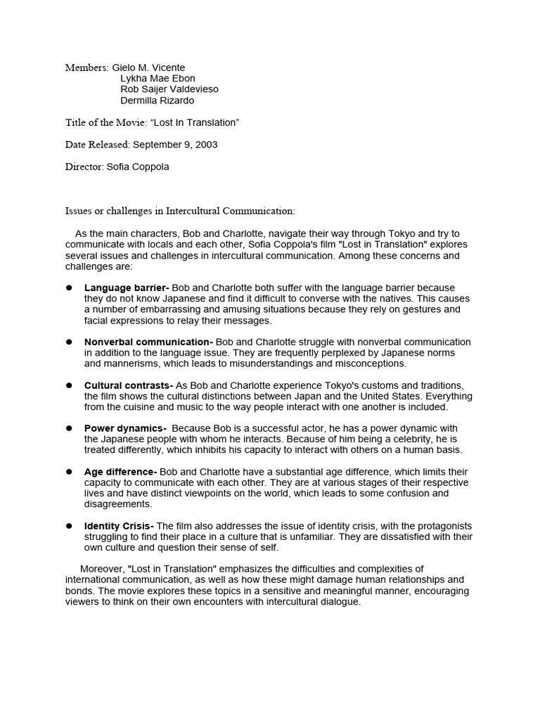 Lost in Translation | PDF | Cross Cultural Communication | Communication