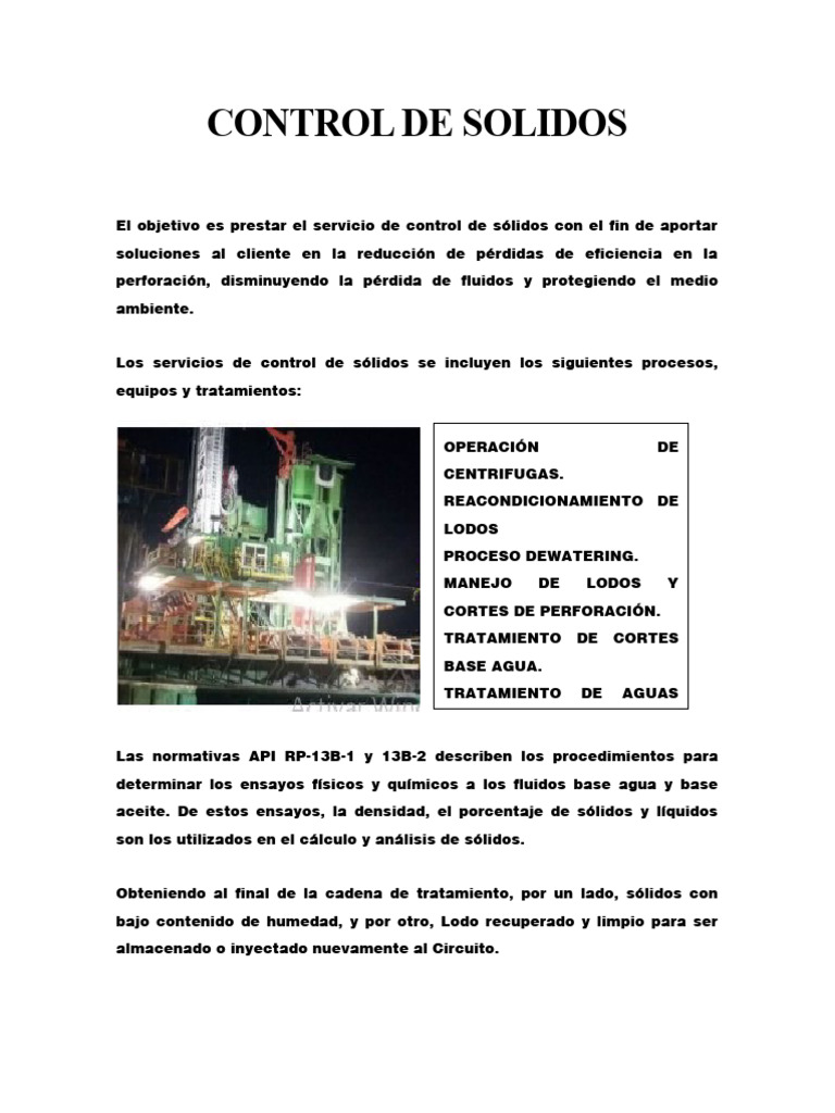 Control de Solidos | PDF | Bomba | Barro