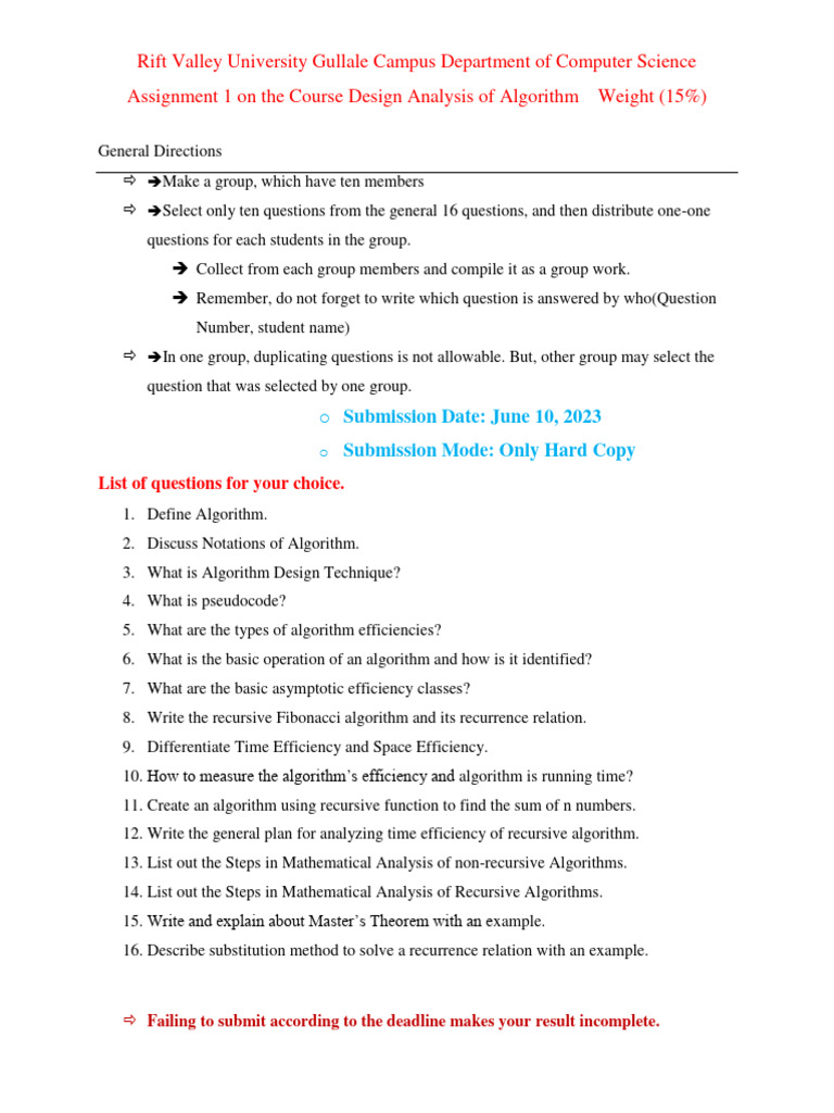 Group Assignment on Algorithm Analysis | PDF