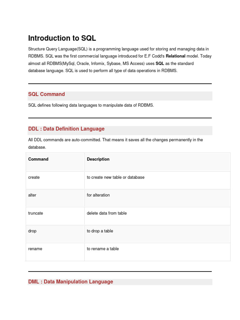 SQL (Database) | PDF | Relational Database | Table (Database) SQL (Database) | PDF | Relational Database | Table (Database)