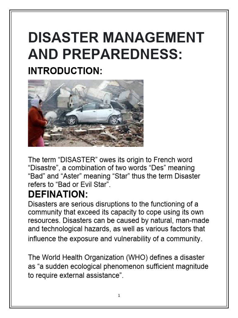 Disaster Management and Preparedness | PDF | Natural Disasters ...