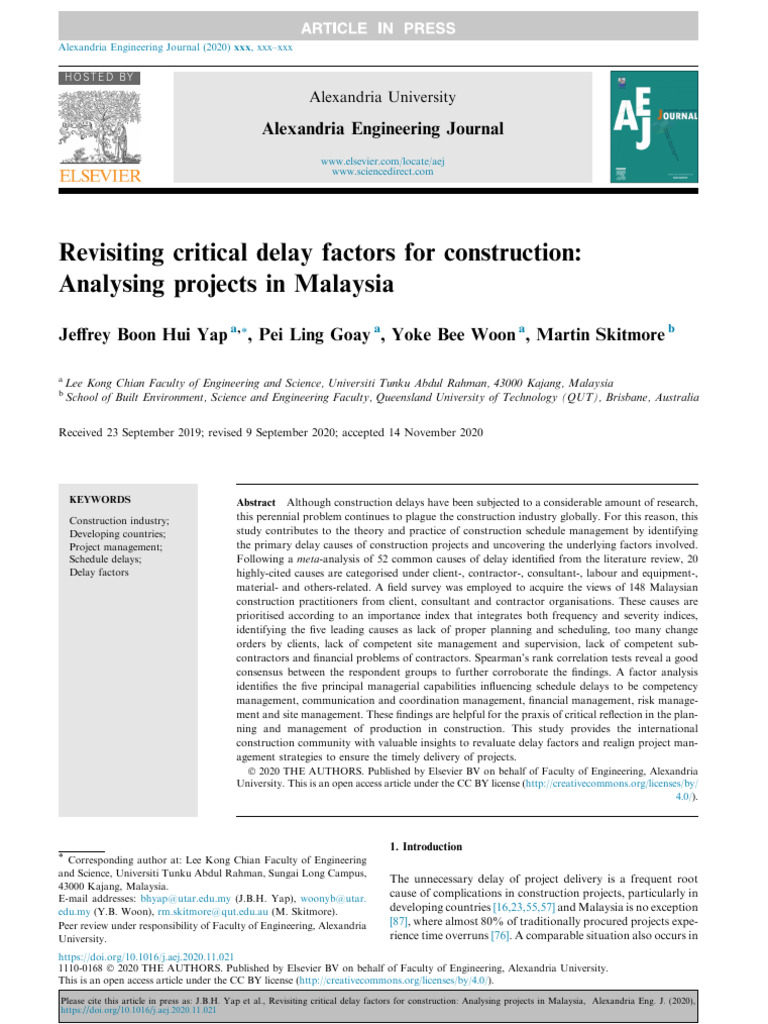 Revisiting Critical Delay Factors For Construction | PDF | Consultant
