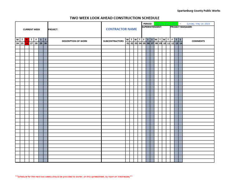 Two-Week Construction Schedule | PDF