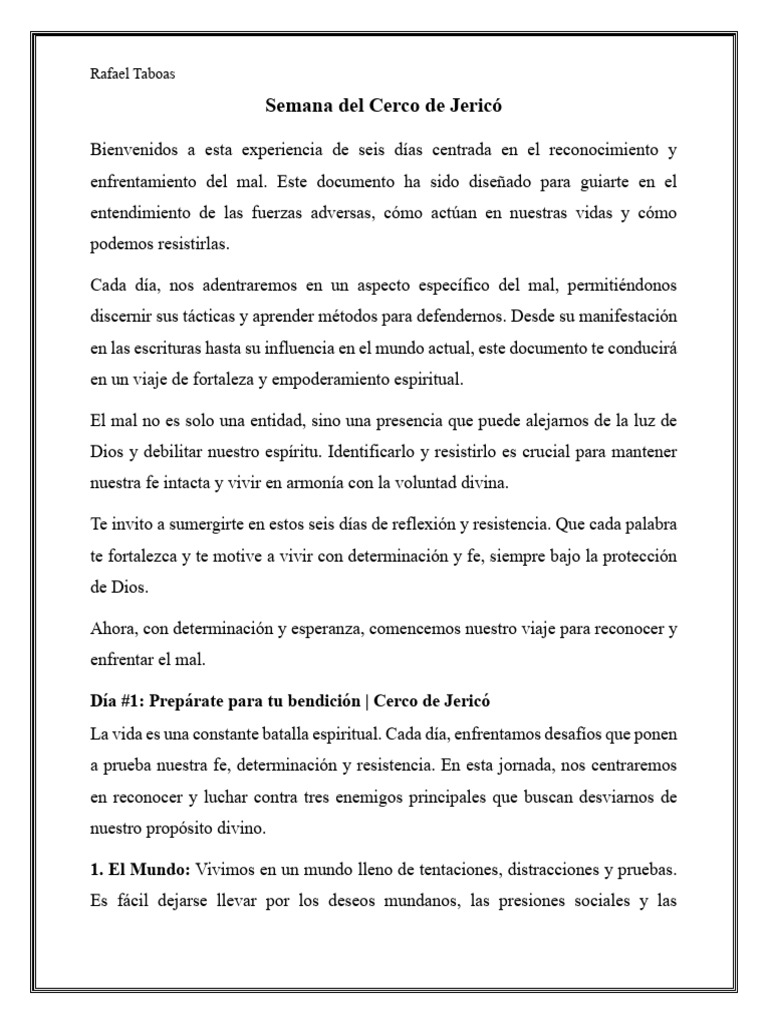 Semana Cerco de Jerico | Descargar gratis PDF | Joshua | Oración