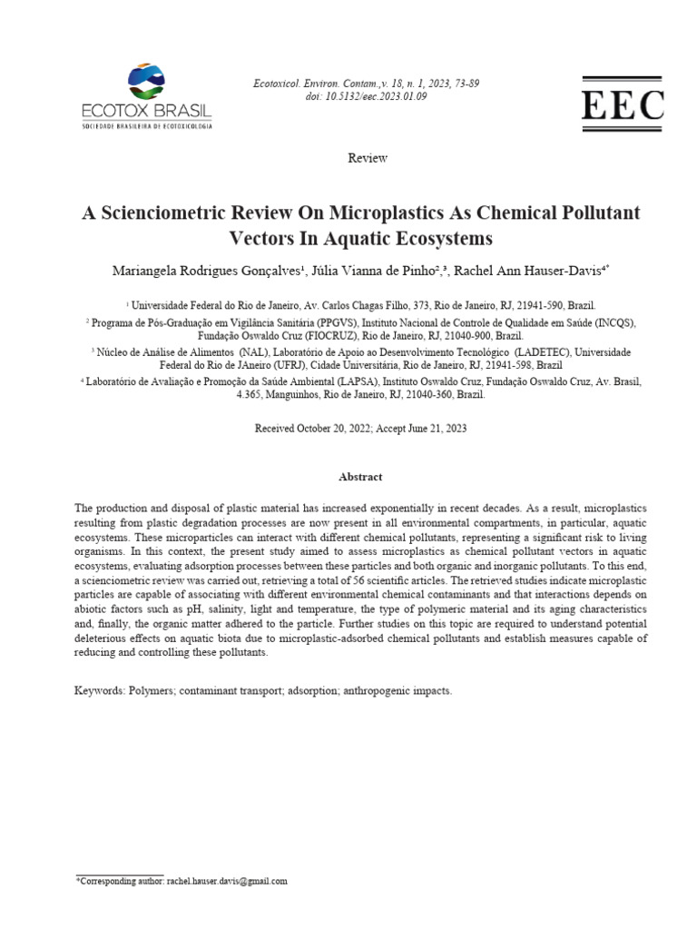 Scientometric Review On Microplastics | PDF | Plastic | Polymers