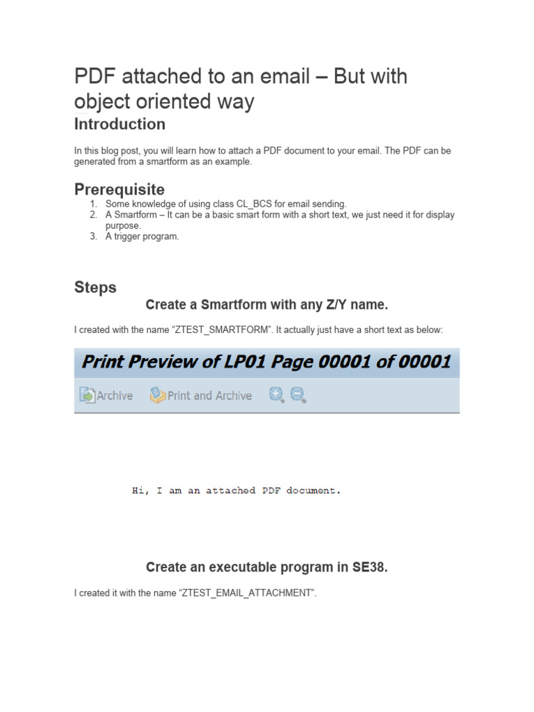 Attach PDF to Email Using ABAP Code | PDF | String (Computer Science ...
