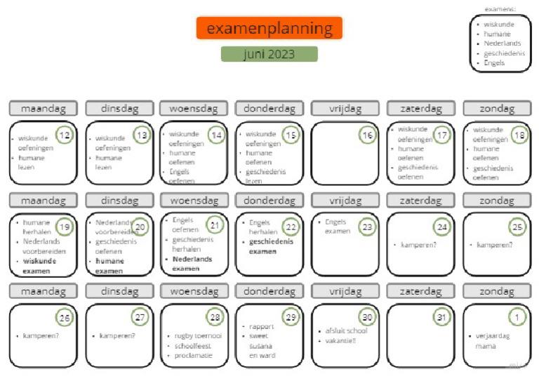 Examenplanning | PDF