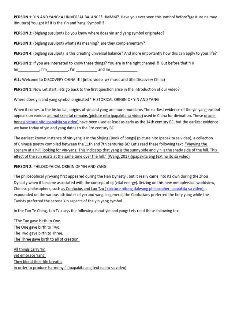 Script in Yin and Yang | PDF | Yin And Yang | Night