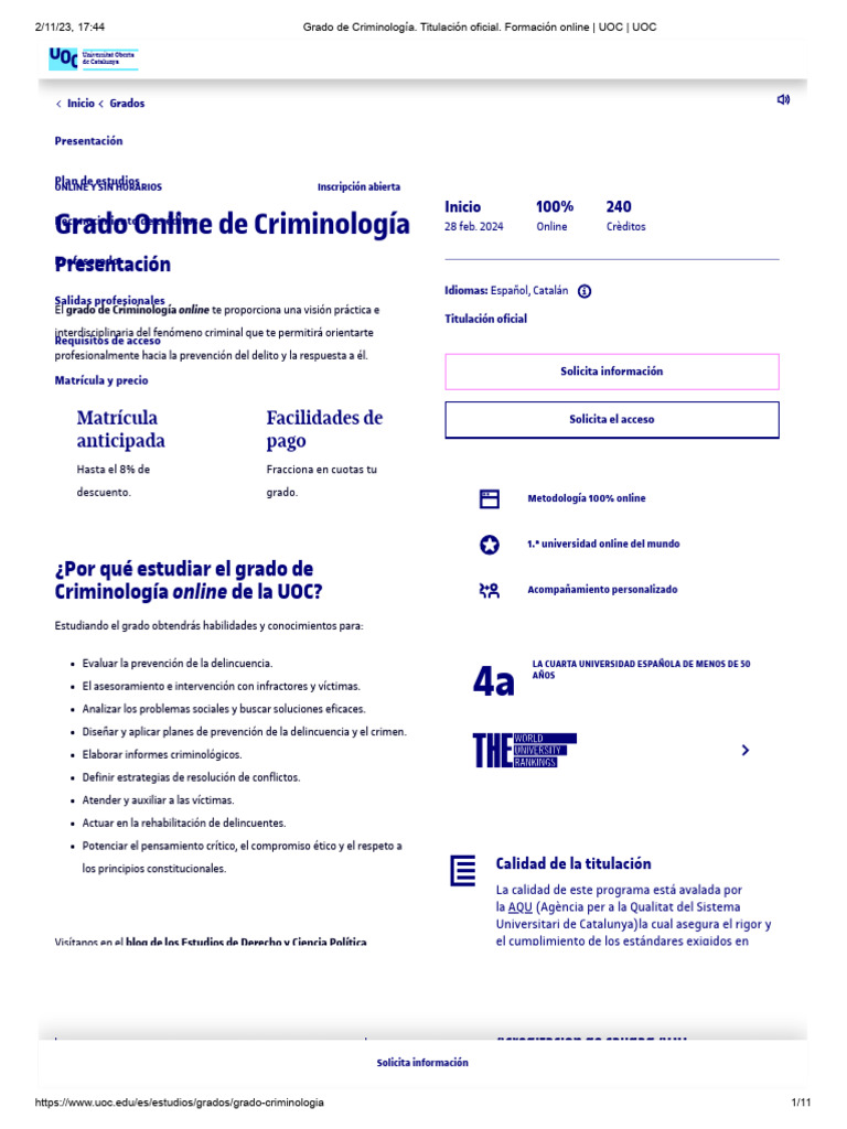 Grado de Criminología. Titulación Oficial. Formación Online - UOC - UOC ...