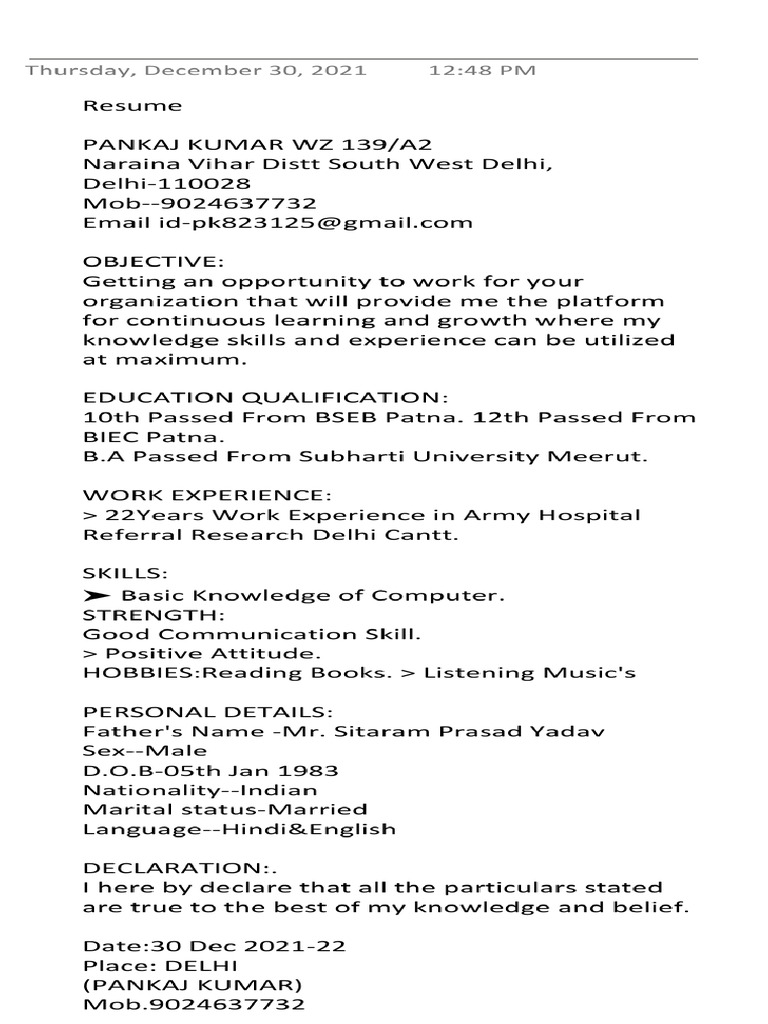 Document From Pankaj Kumar | PDF
