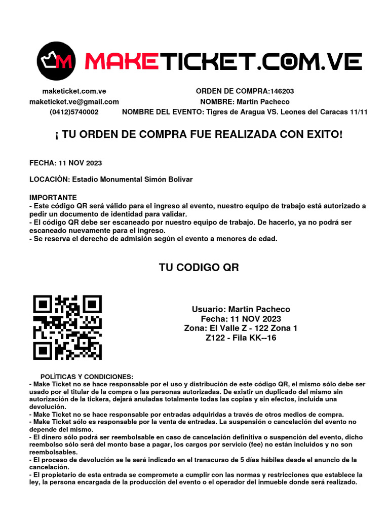 Confirmación de Compra de Entradas | PDF