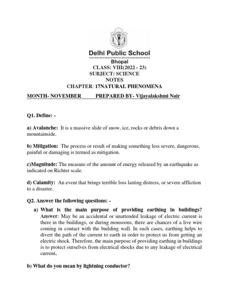 Natural Phenomena Class 8 | PDF | Earthquakes | Natural Disasters