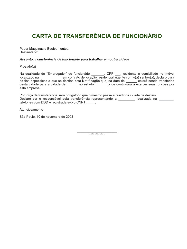 Carta de Transferência Patrick Lima | PDF