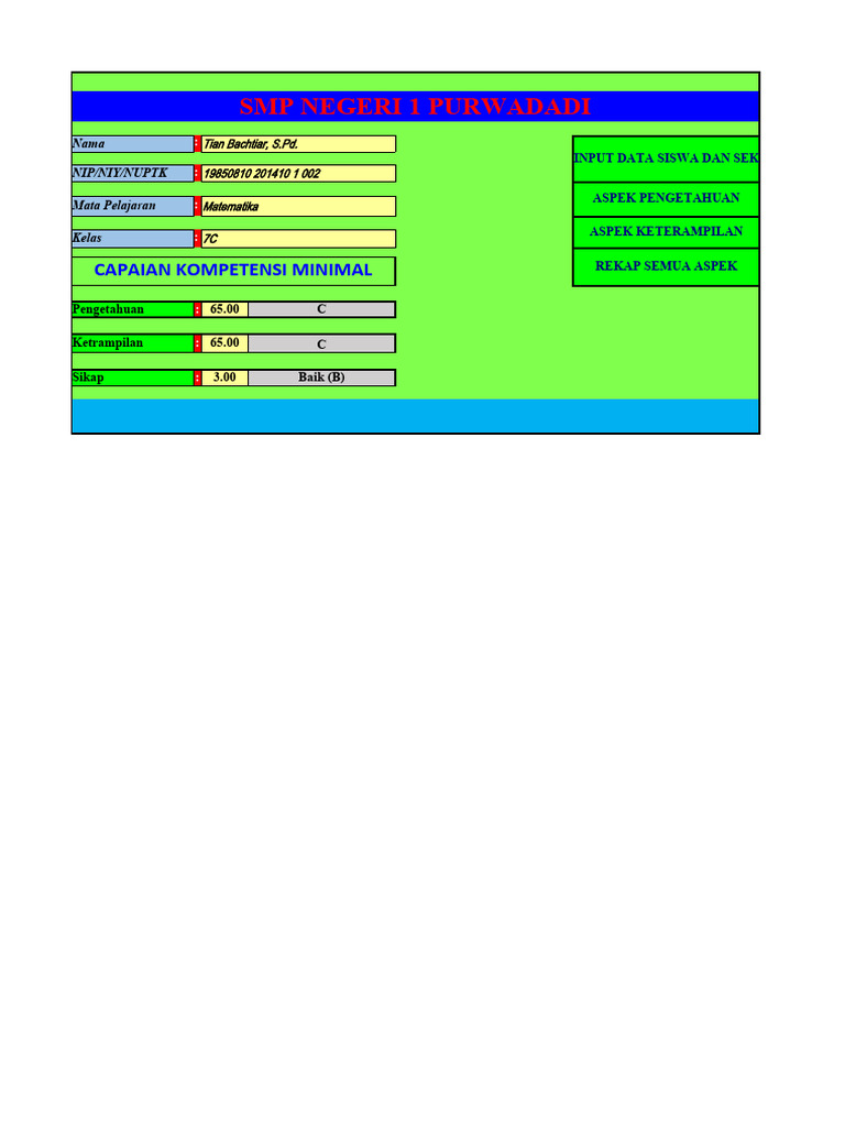 Aplikasi Nilai MTK 7c | PDF