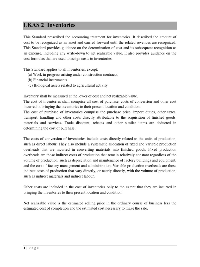 Overview of LKAS Accounting Standards | PDF | Financial Statement | Lease