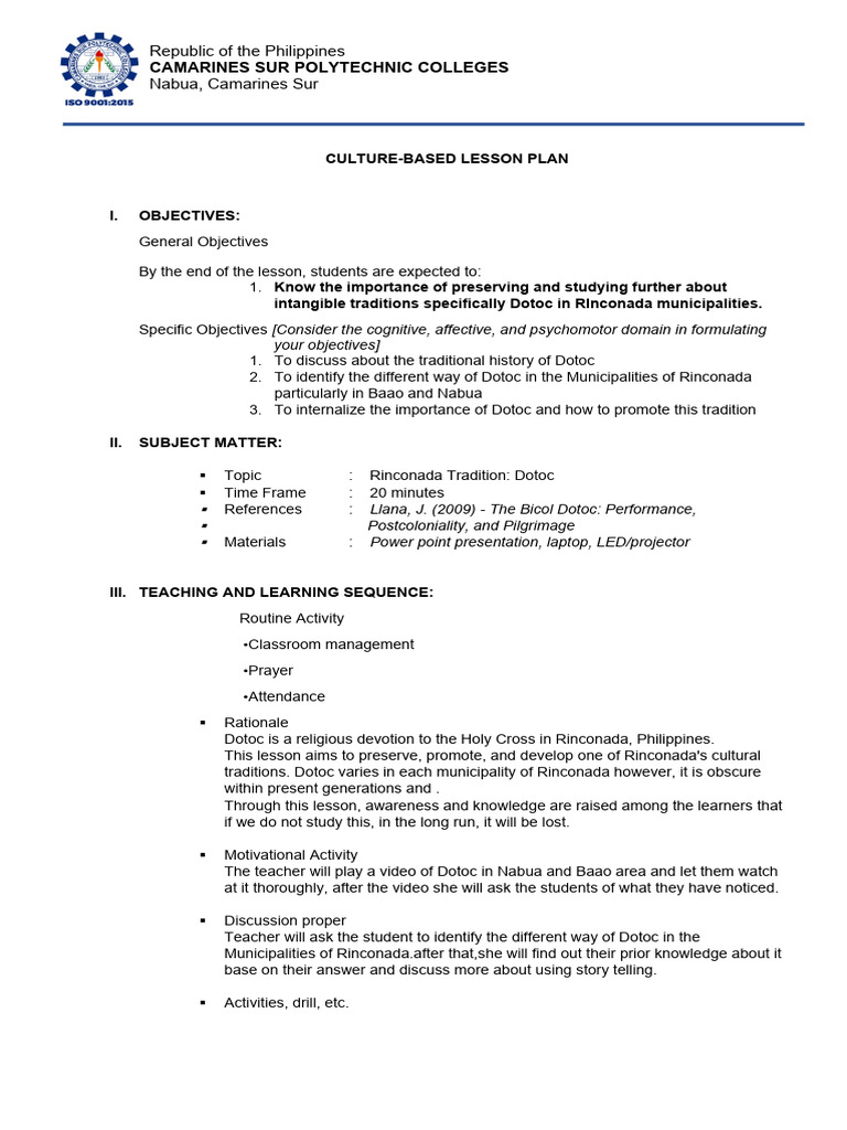 Lesson Plan Group 2 EDITED | PDF | Learning | Teachers